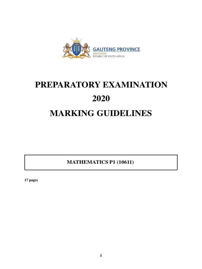 2020 Grade 12 Math Trial Exam Paper 1 GP Memo | PDF | Mathematical ...
