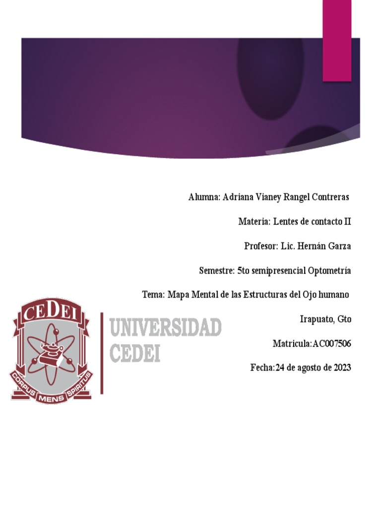 Mapa Conceptual de Ojo Generalidades | PDF | Córnea | Ojo humano