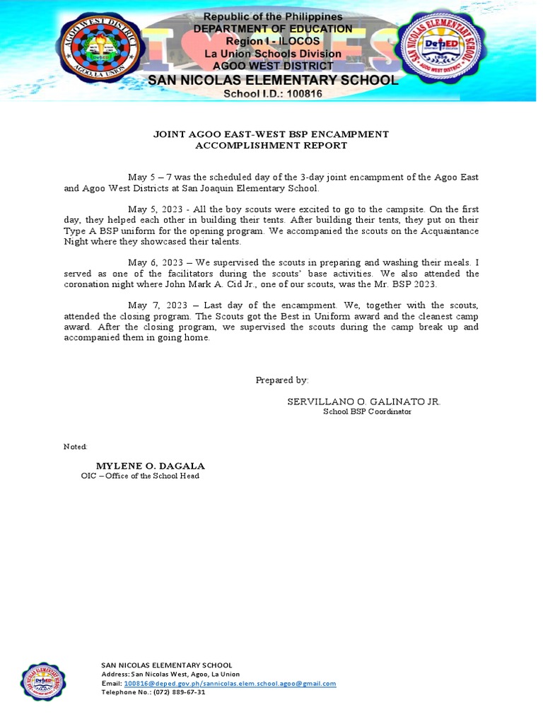 Narrative Report Joint BSP | PDF | Outdoor Recreation