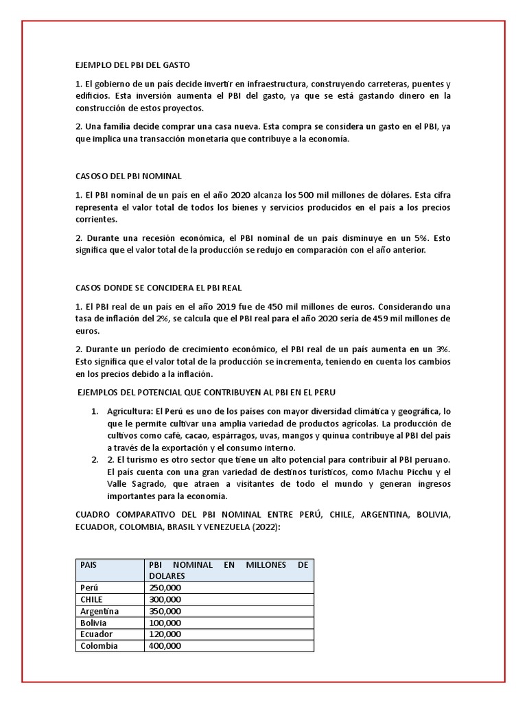 Ejemplos y Cálculo del PBI Real | PDF | Producto Interno Bruto | Perú