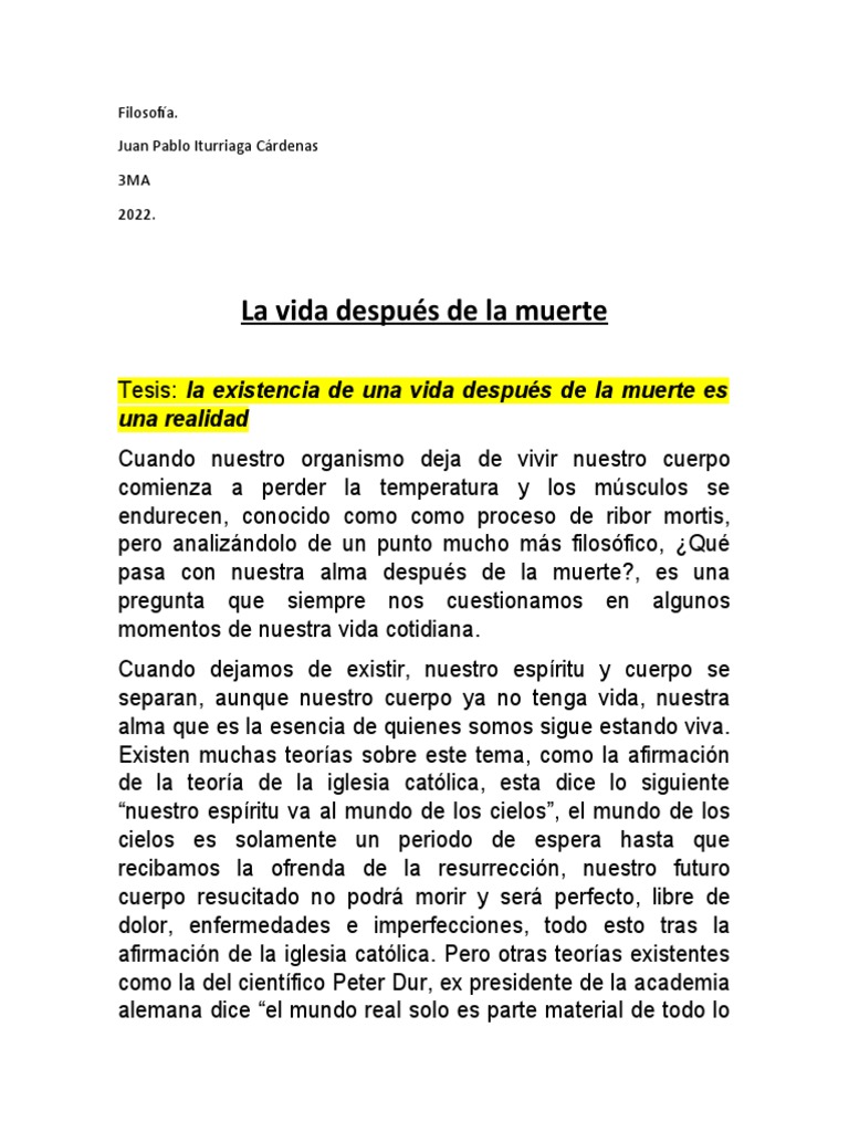 La vida después de la muerte: filosofía y creencias | PDF | Muerte | Vida
