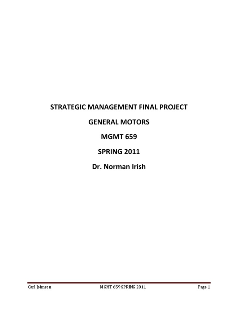 General Motors Strategic Management Analysis | PDF | General Motors ...