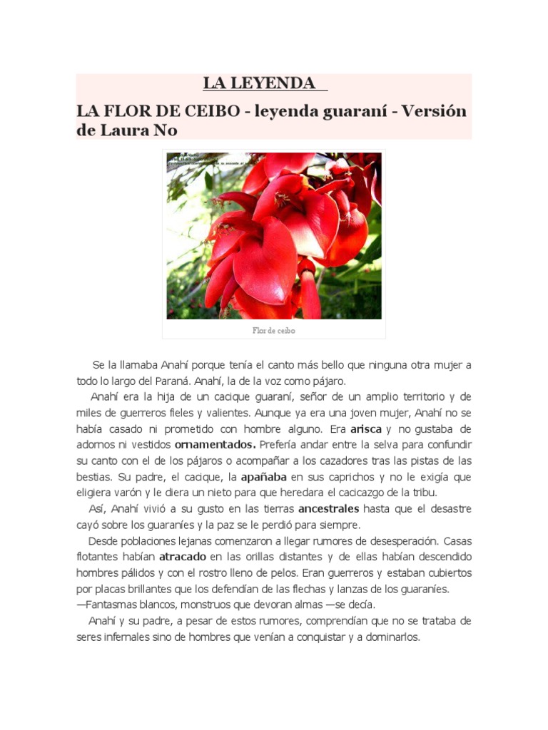 Leyenda de la Flor del Ceibo | PDF