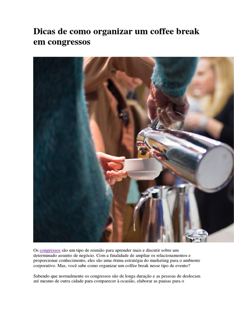 Dicas de Como Organizar Um Coffee Break em Congressos | PDF | Tempo ...