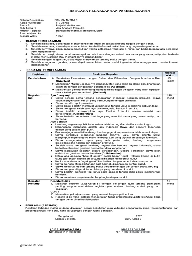 RPP Kelas 3 Ayoh | PDF