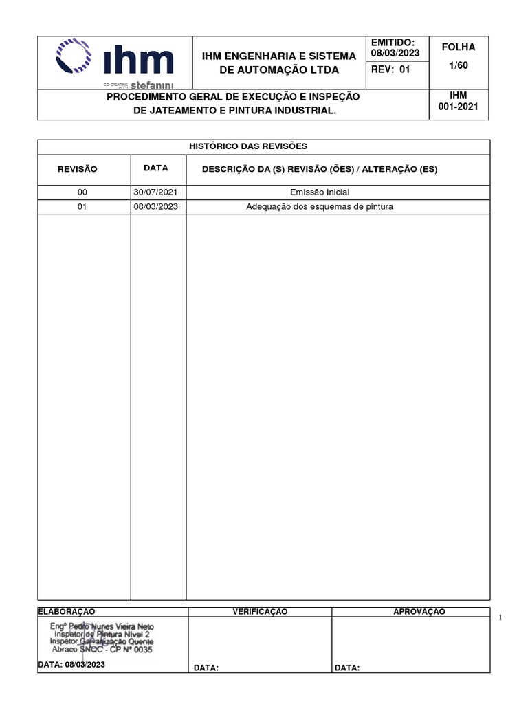 Procedimento Pint Liquida Ihm Revisão 01 | Download grátis PDF | Tinta | Corrosão