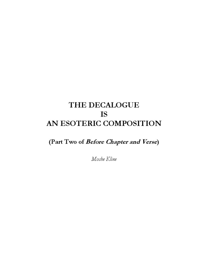 The Decalogue Is An Esoteric Composition | PDF | Ten Commandments | Torah