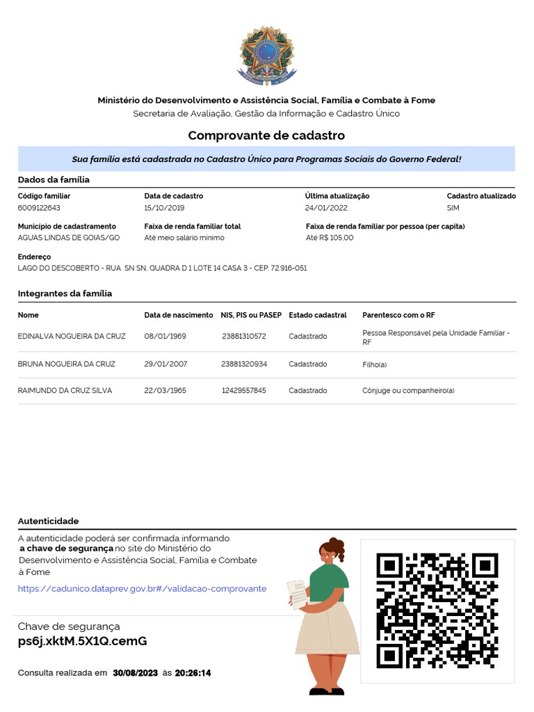 Comprovante de Cadastro: Sua Família Está Cadastrada No Cadastro Único ...