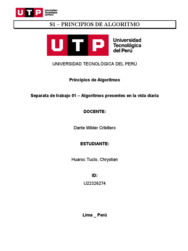 Tarea Semana 01 - Principios de Algoritmo | PDF | Informática