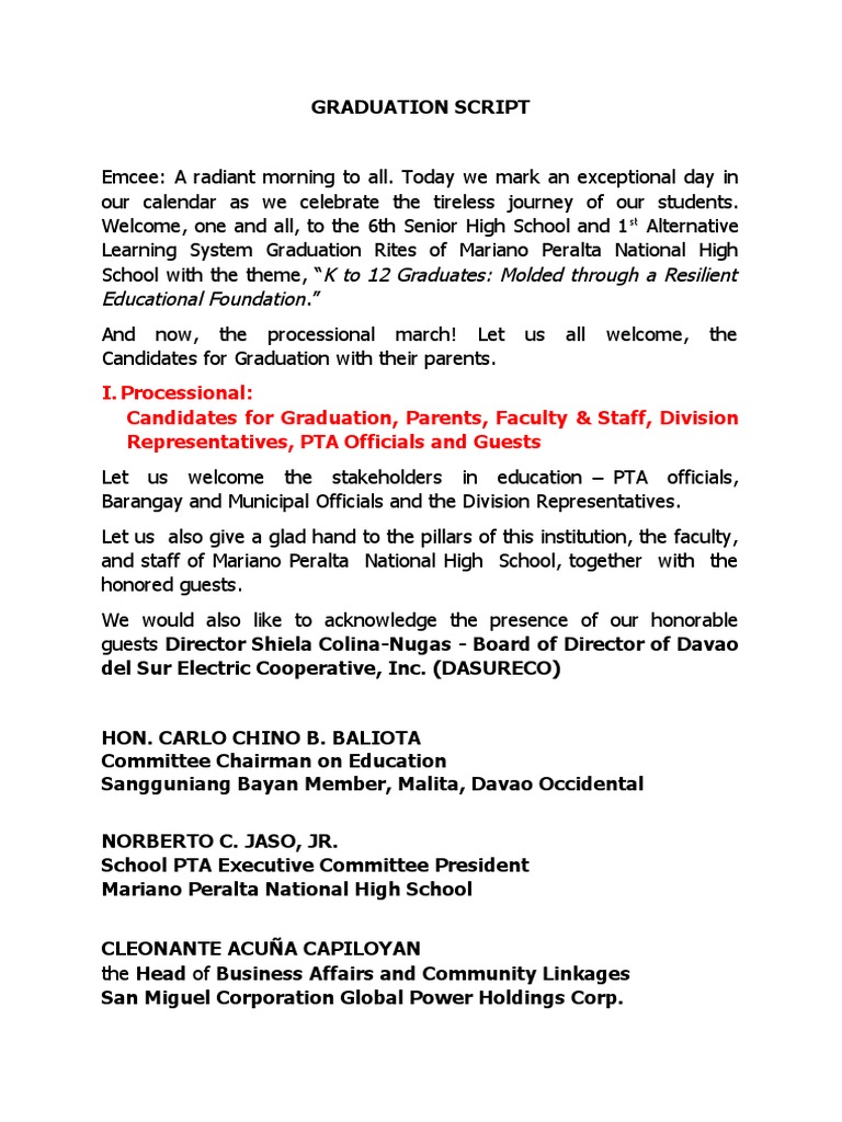 Graduation Script | PDF