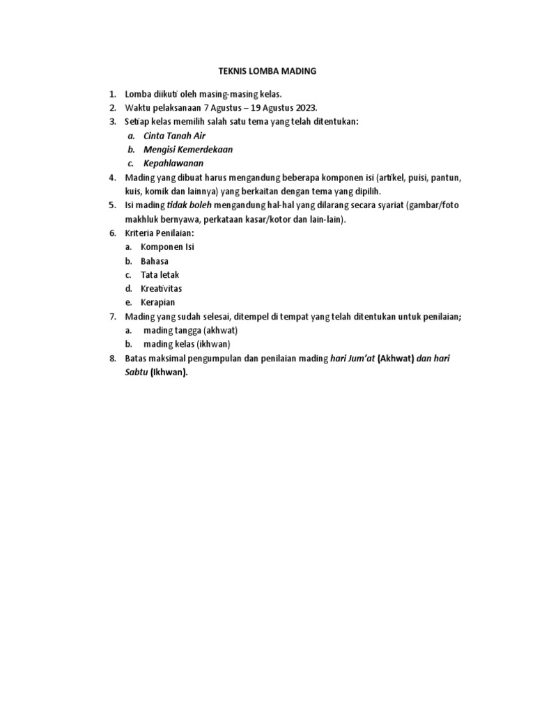 Teknis Lomba Mading | PDF