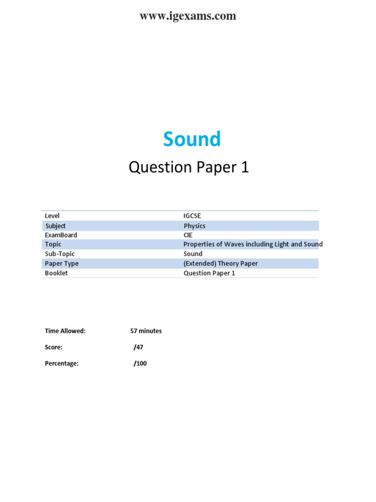 IGCSE Physics: Sound Wave Properties | PDF | Sound | Waves