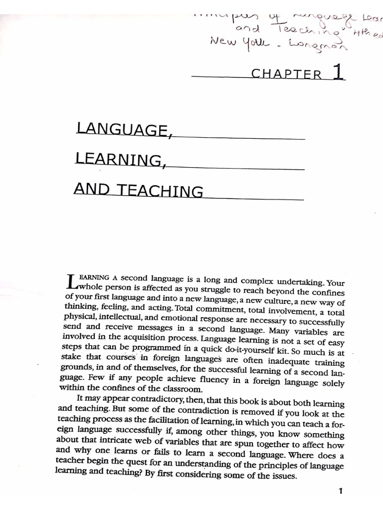 Brown H. D. Principles of Language Learning and Teaching Chapter 1 | PDF