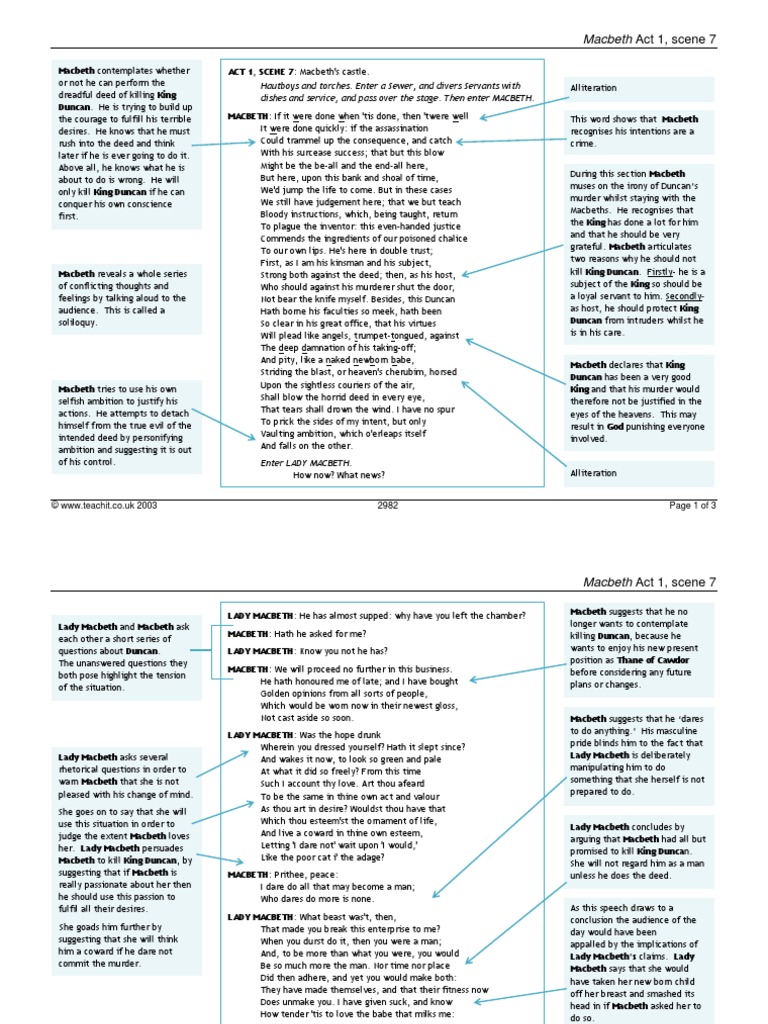 2982 Macbeth Act 1 Scene 7 Teachit | PDF | Macbeth
