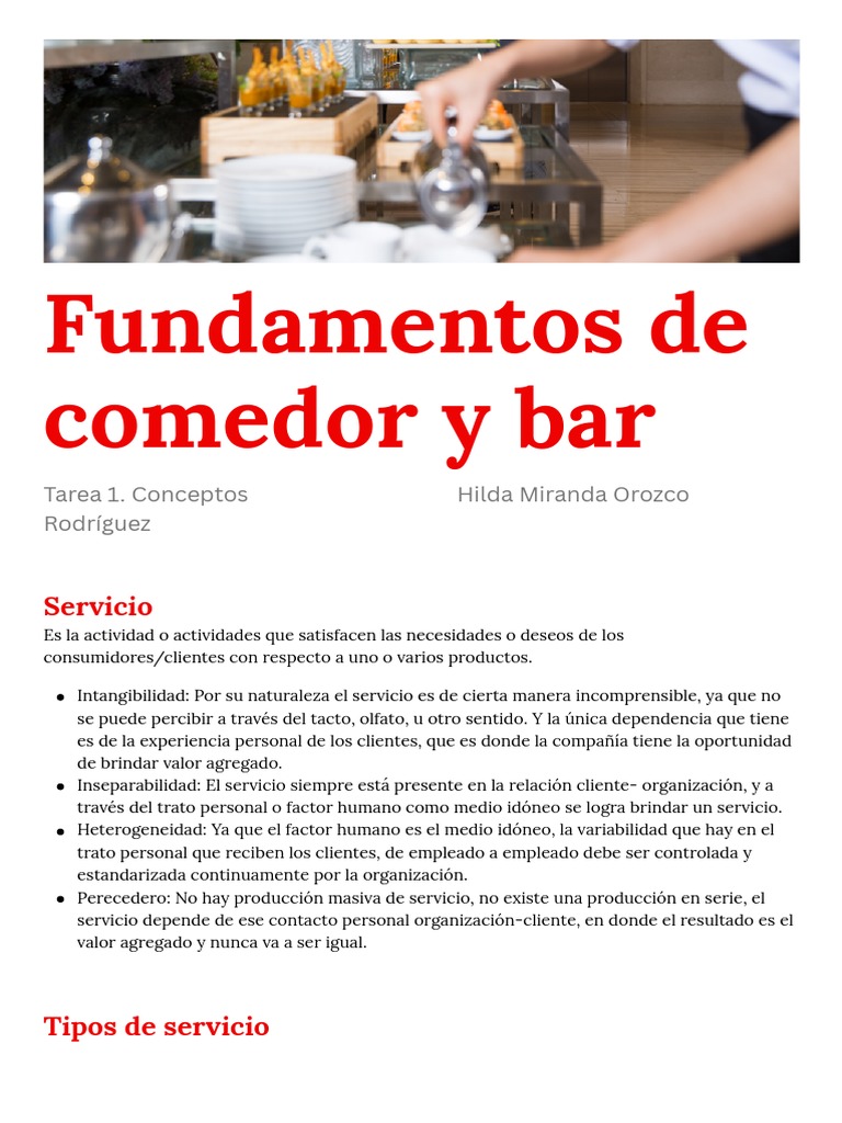 Fundamentos de Comedor y Bar | PDF | Calidad (comercial) | Business