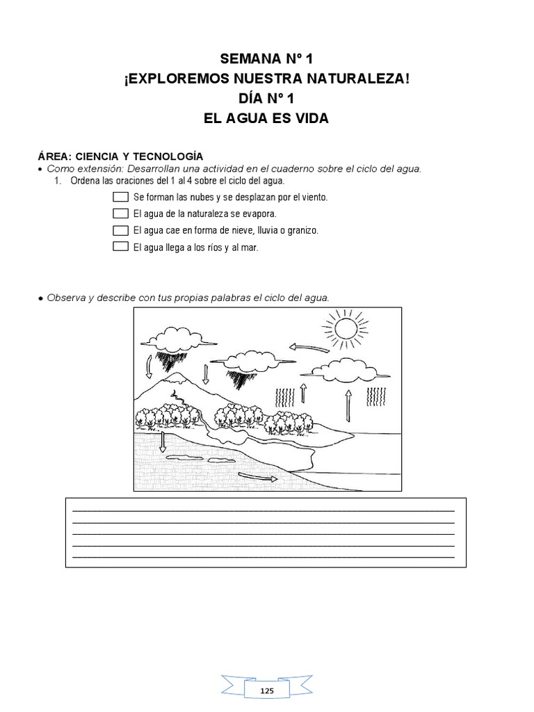 Actividades sobre el ciclo del agua | PDF | El ciclo del agua | Agua