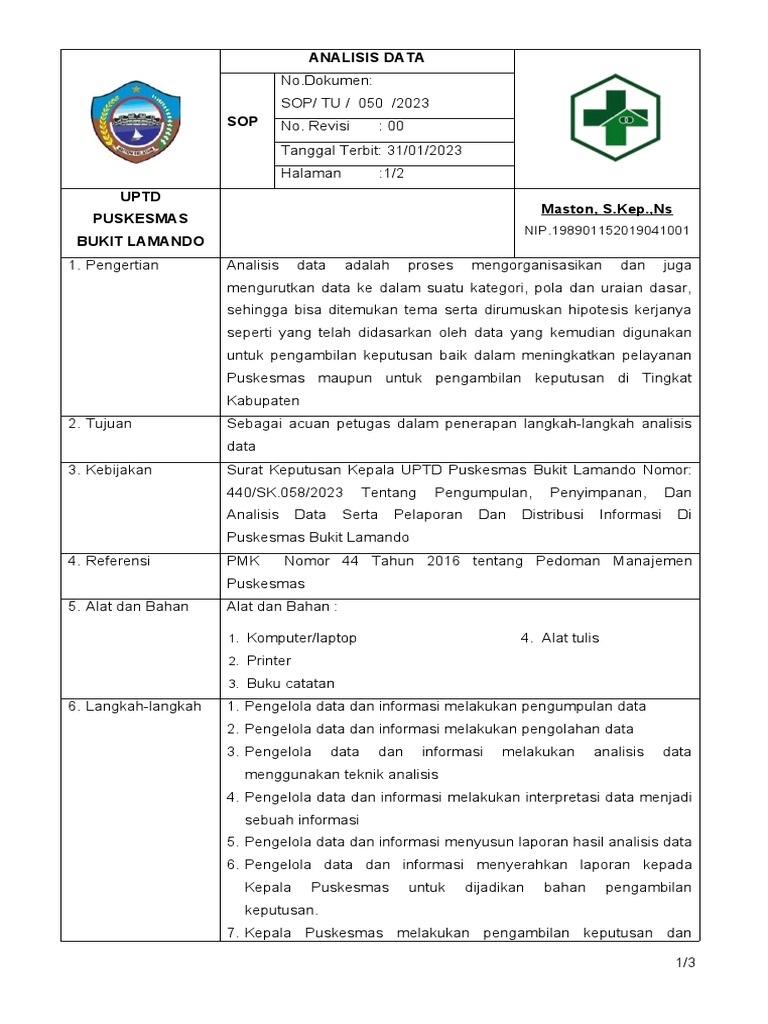 Sop Analisis Data | PDF