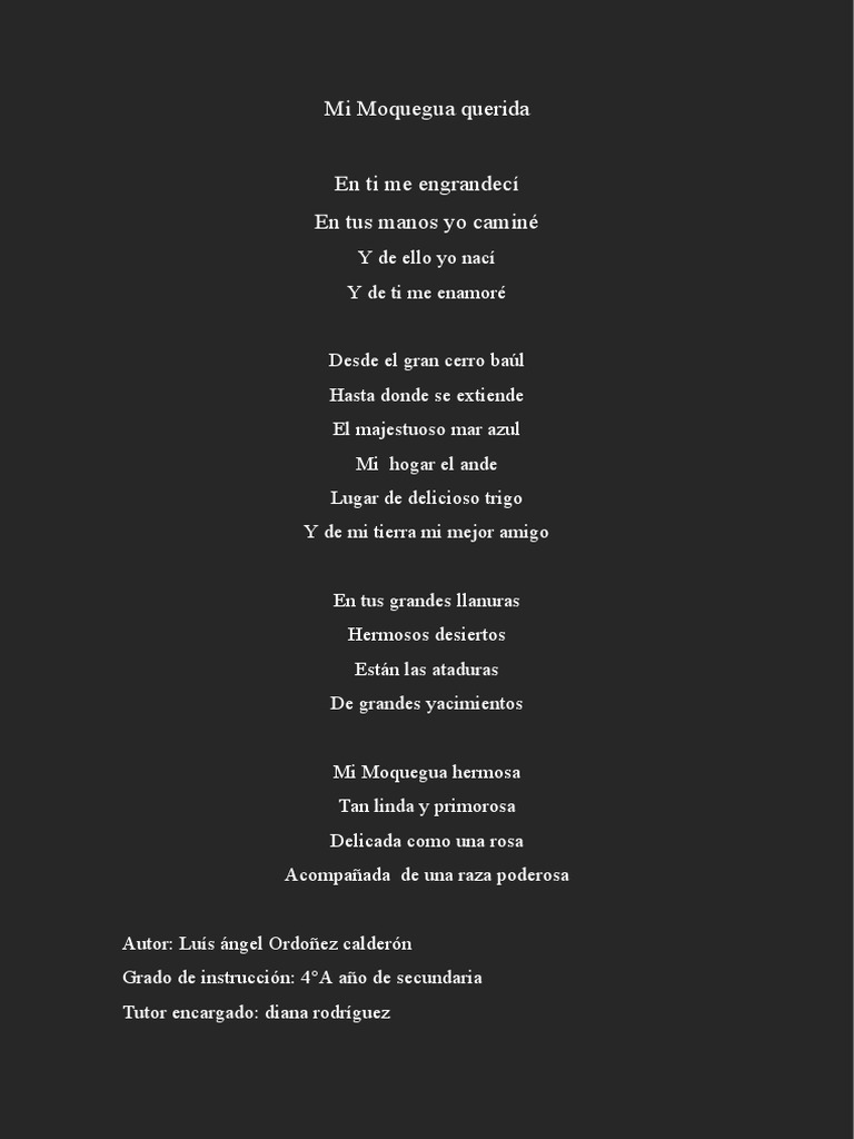 Poema a Moquegua Querida | PDF