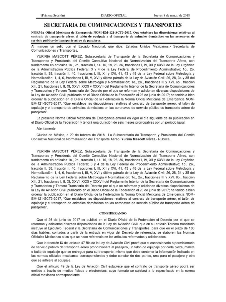 Nom em 121 sct3 2017 21052018 | PDF | Aeropuerto | México