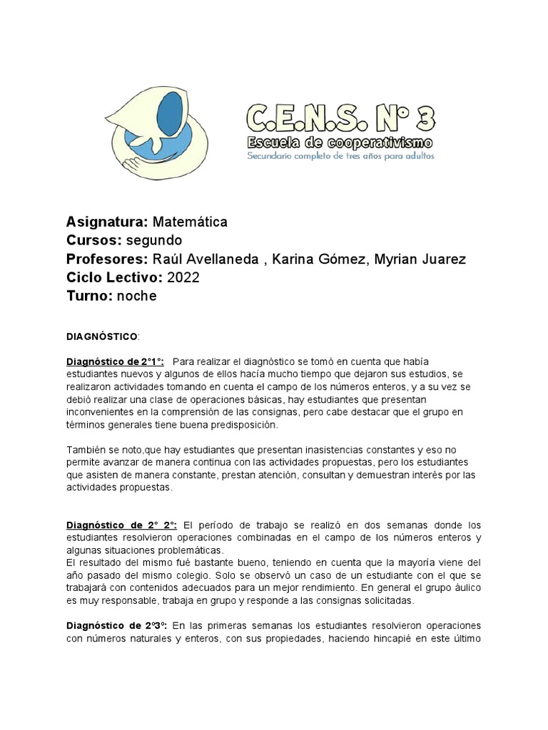 Planificacion Anual. 2do. Cens 3. 2022 | PDF | Pensamiento | Matemáticas