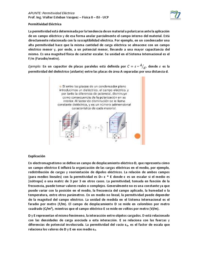 02 - Permitividad Eléctrica | Descargar gratis PDF | Permisividad | Física