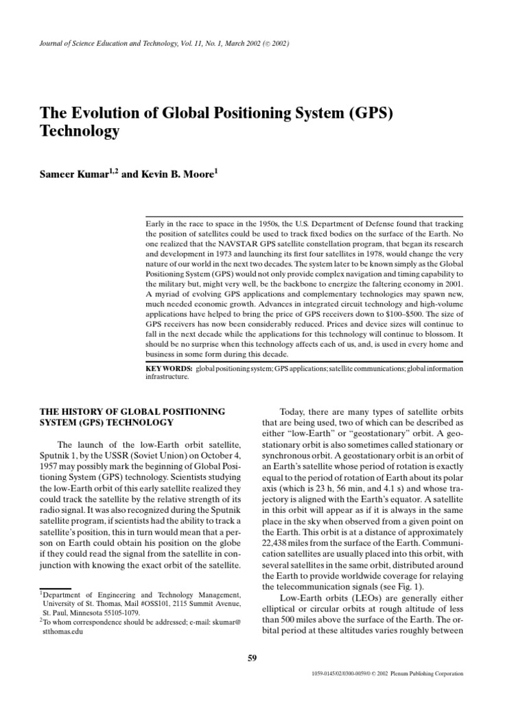 The Evolution of Global Positioning System (GPS) Technology: Sameer ...