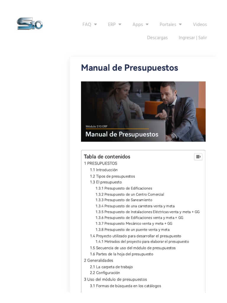 Manual de Presupuestos - Portal de Ayuda S10 | PDF | Presupuesto | Ventana (informática)