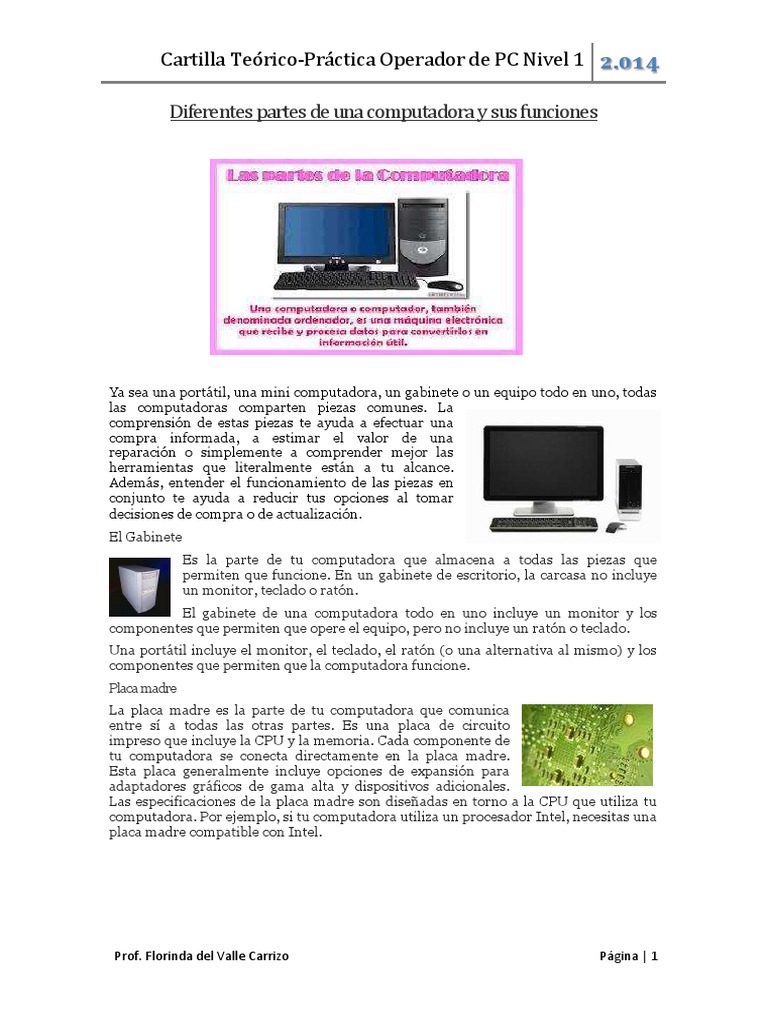 Cartilla Teorico Practica Operador de PC | PDF | Hardware de la computadora | Almacenamiento de ...