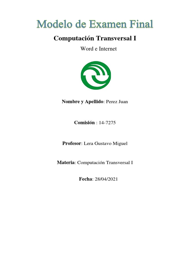 Modelo de Final Computacio 1 | PDF | Informática | Ciencias de la ... Modelo de Final Computacio 1 | PDF | Informática | Ciencias de la ...