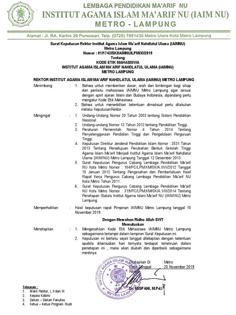 KODE ETIK MAHASISWA IAIMNU Ok | PDF | Sains & Matematika | Komputer