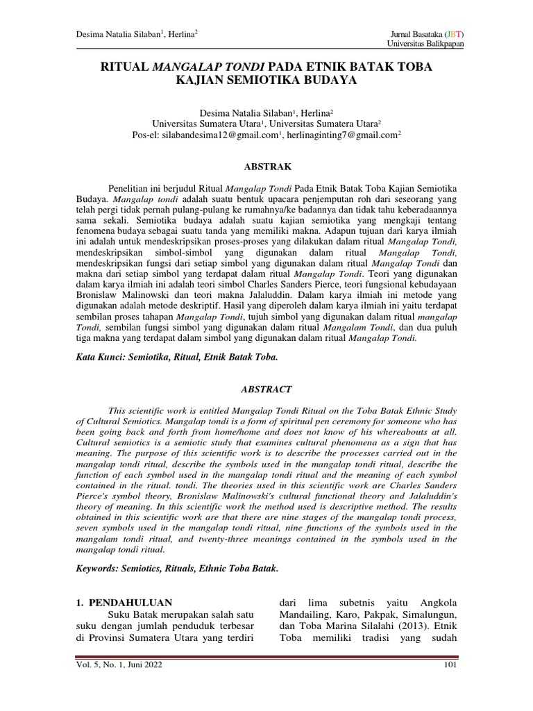 Ritual Mangalap Tondi Batak Toba | PDF