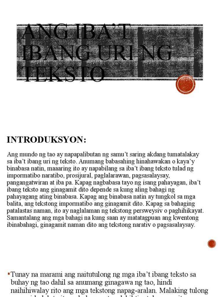 Iba't Ibang Uri NG Teksto (Ruby Auman) | PDF