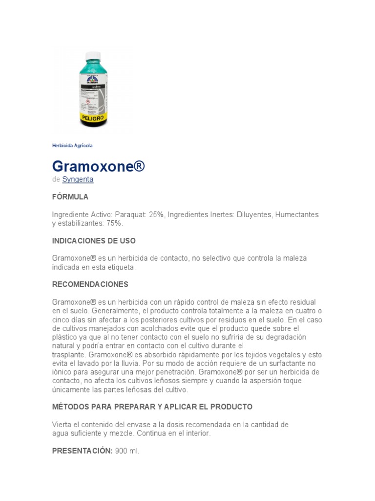 FT Gramoxone Herbicida Agricola | PDF | Tecnología