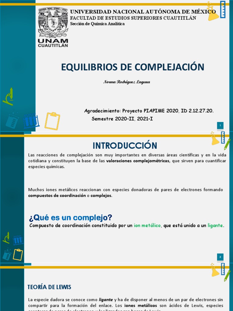 Complejación y Equilibrios Químicos | PDF | Ligando | Compuestos químicos