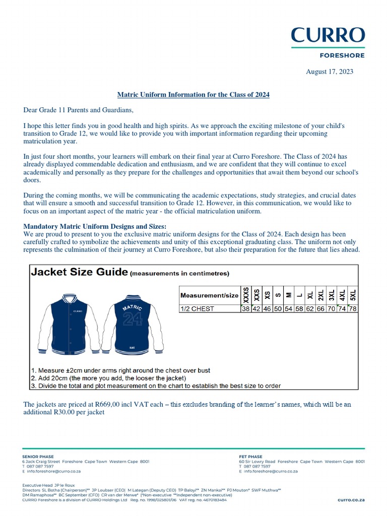 Grade 11 Uniform Information | PDF