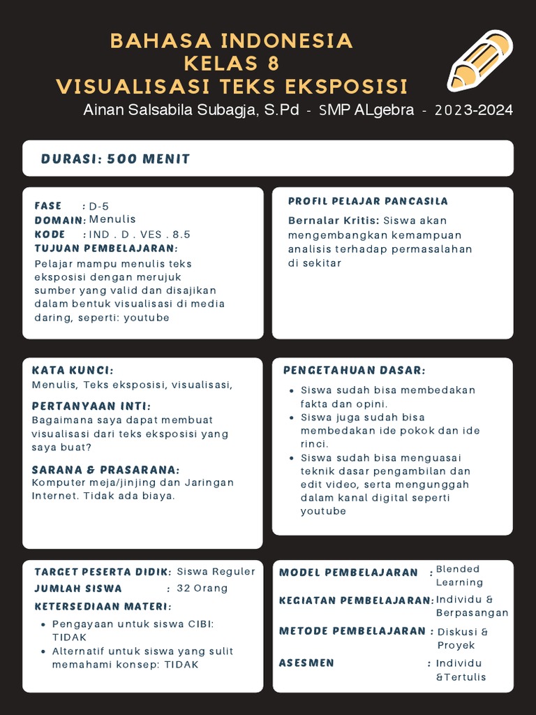 Modul Ajar Bahasa Indonesia - Visualisasi Teks Eksposisi - Fase D | PDF
