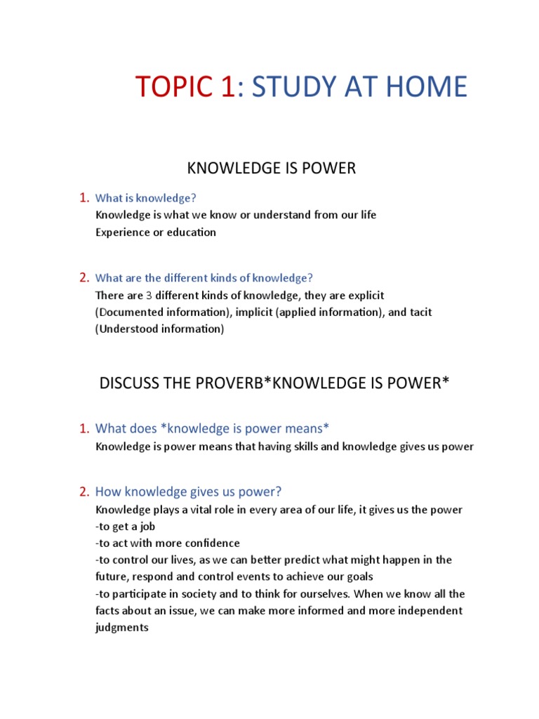 Knowledge Is Power | PDF | Knowledge | Cognition