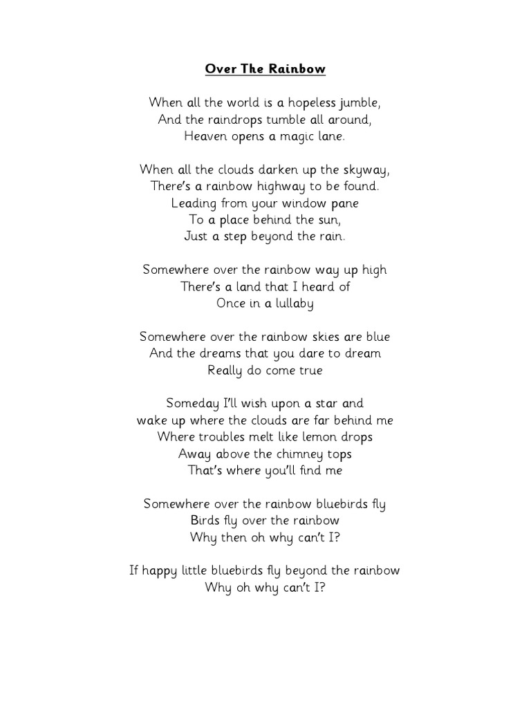 Over the Rainbow Lyrics | PDF