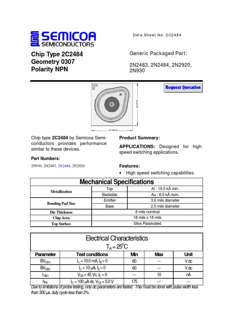 2N2483 Semicoa | PDF