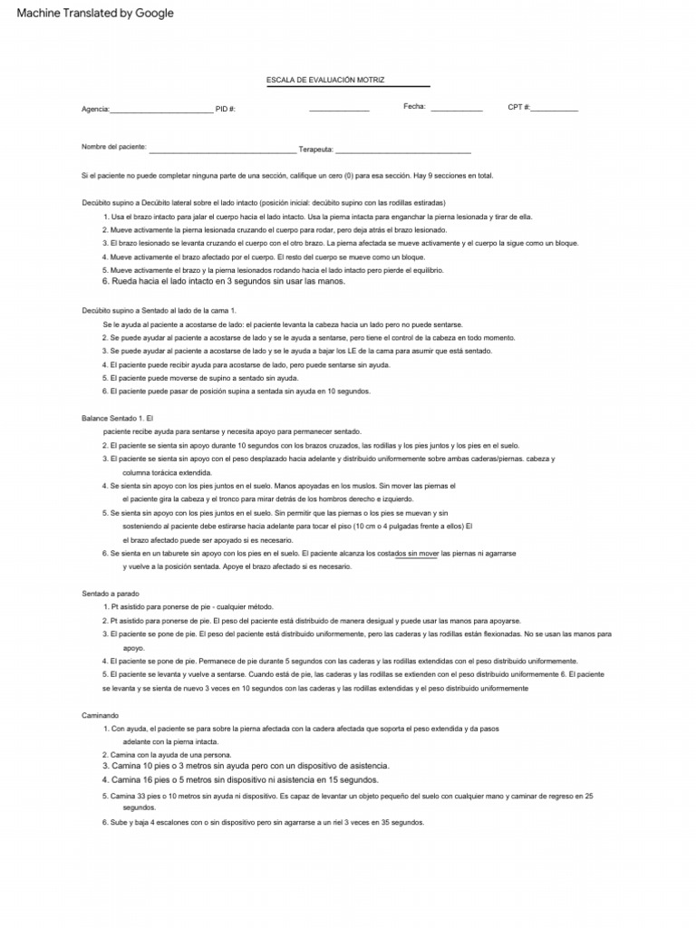 Motor Assessment Scale | PDF | Mano | Codo