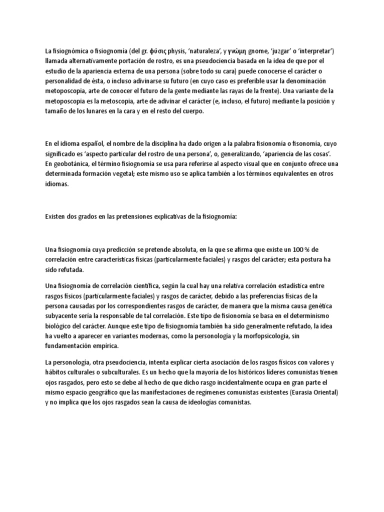 Fisiognomía | PDF | Fisonomía | Science