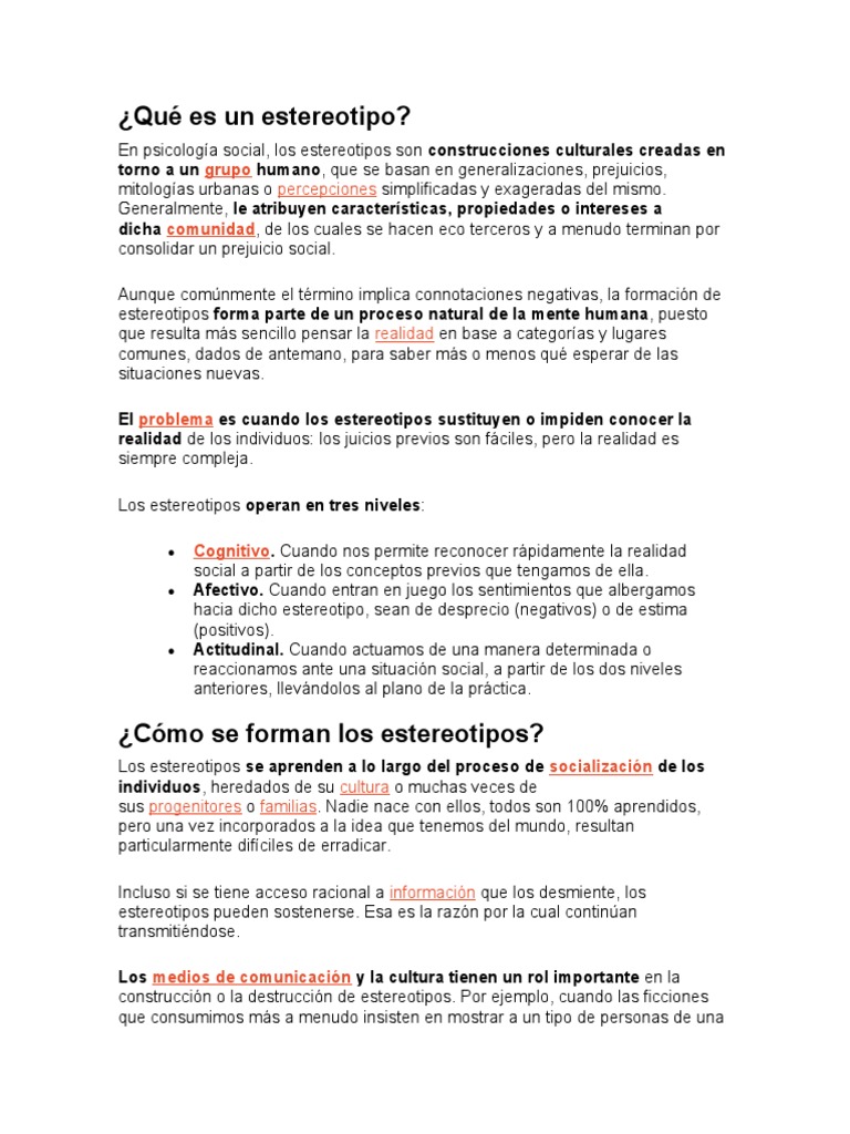 Qué Es Un Estereotipo | PDF | Estereotipos | Prejuicios