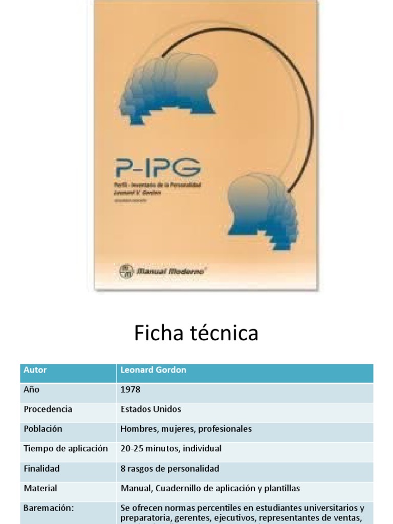 (P-IPG) Perfil Inventario de La Personalidad | PDF | Conceptos psicologicos | Ciencias del ...