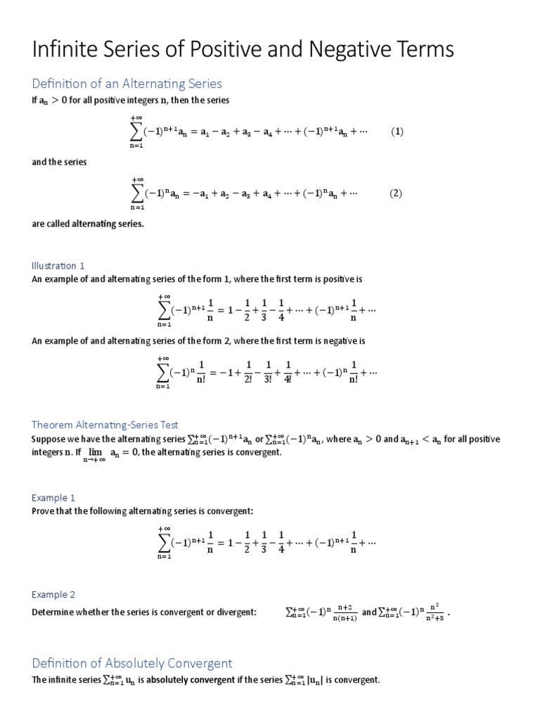 Infinite Series of Positive and Negative Terms | PDF | Functions And ...