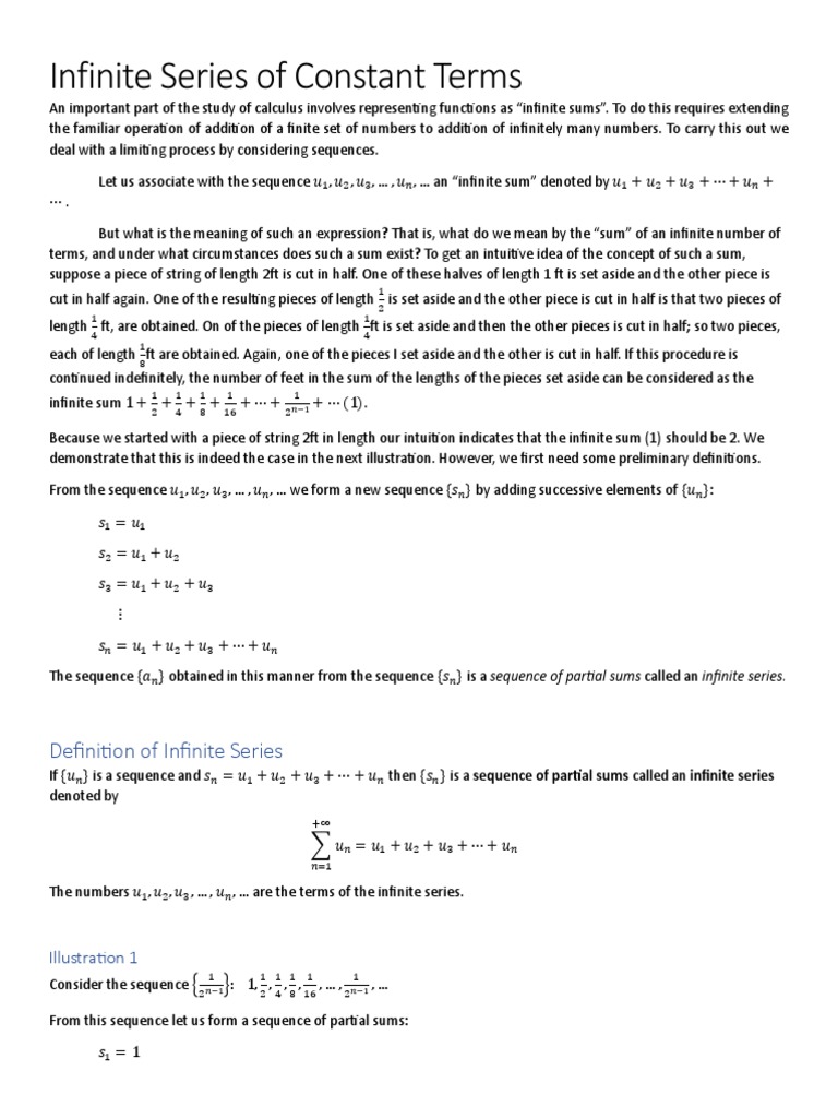 Infinite Series of Constant Terms | PDF | Series (Mathematics) | Sequence