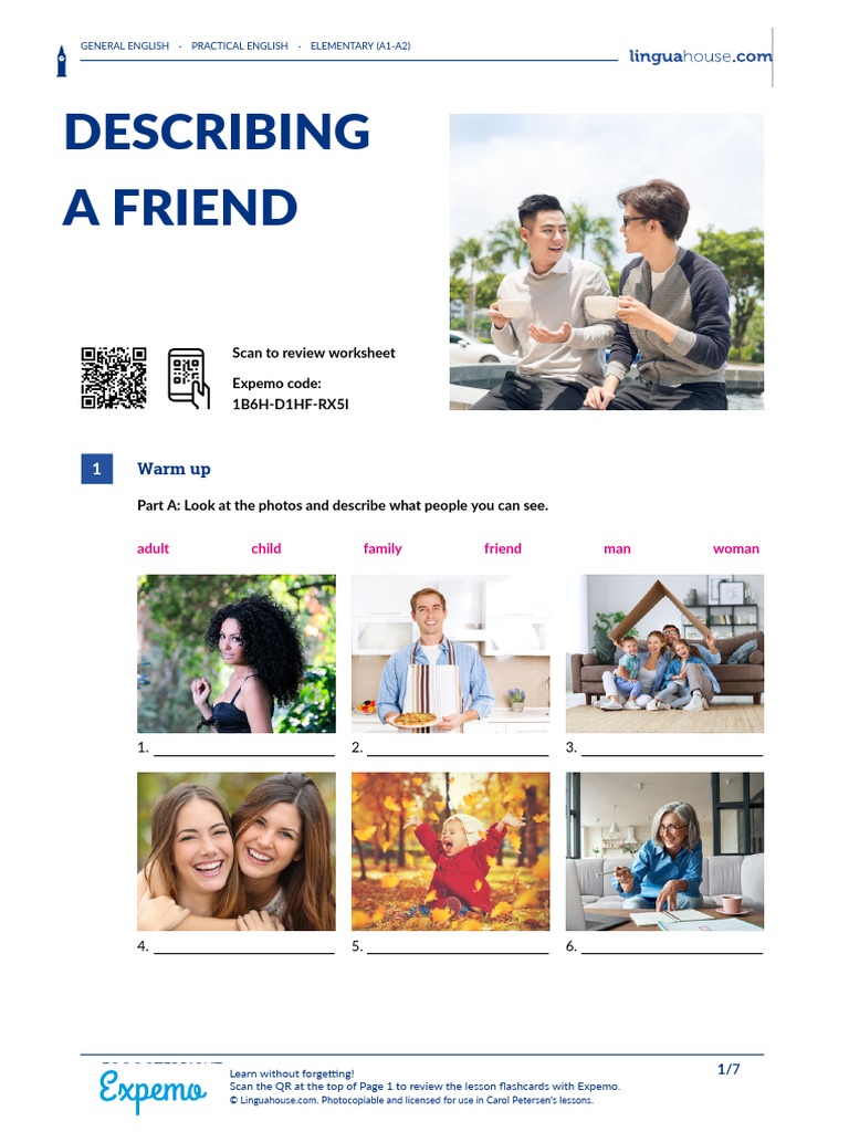 Describing a Friend in English | PDF | Human Communication | Linguistics