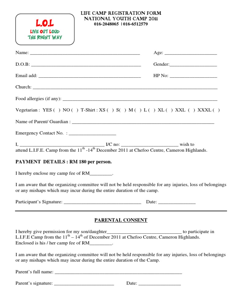 LIFE Registration Form 2011 | PDF