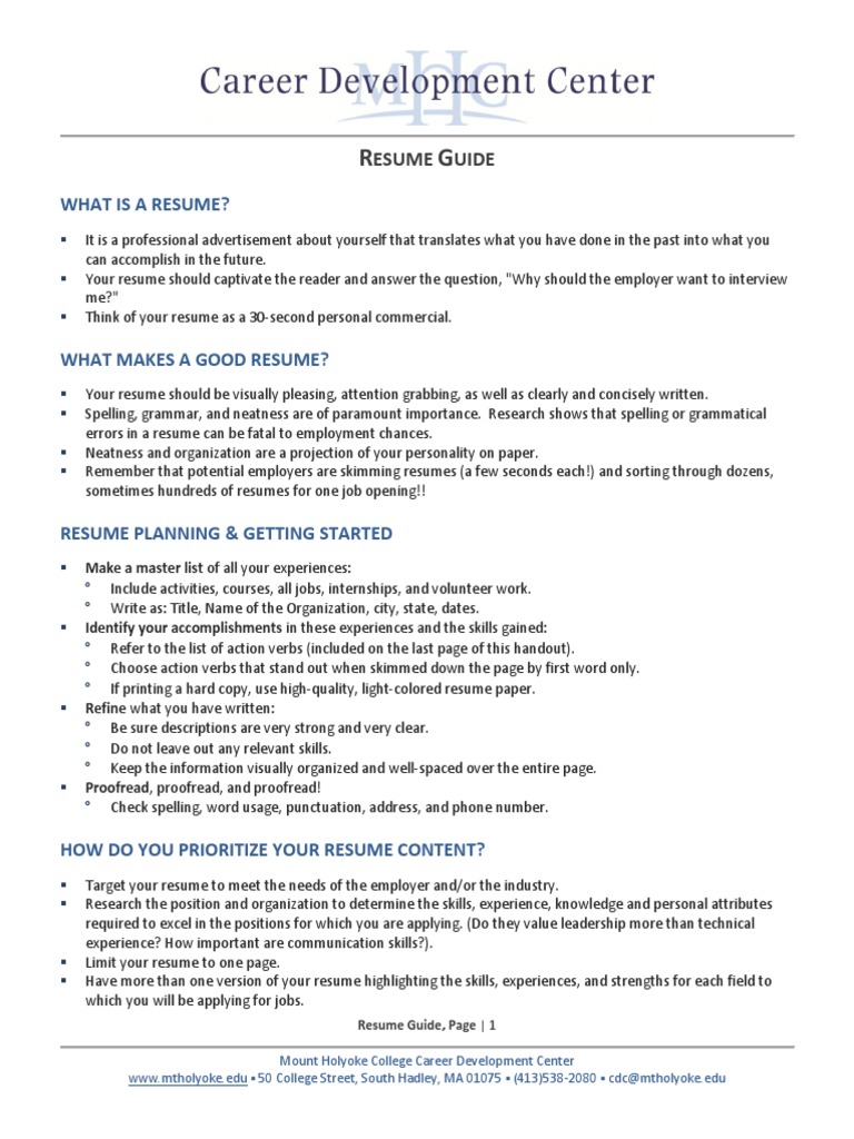 Complete Printable Resume Guide | PDF | Résumé | Proofreading