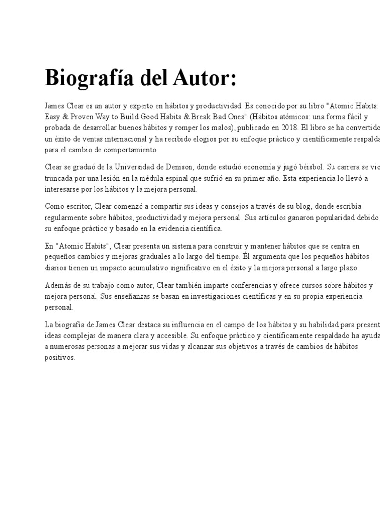 James Clear Biografía | PDF