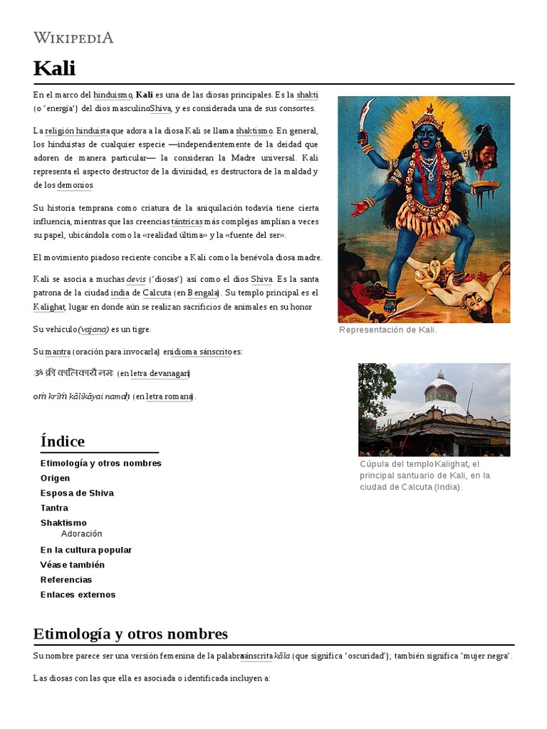 Significado y Culto a la Diosa Kali | PDF | Kali